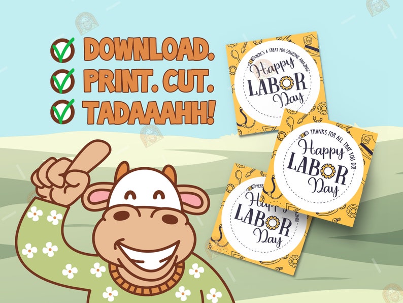 Labor Day Tags, Happy Labor Day Printable Tags, Cute Labor Day Gift ...