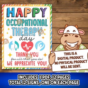 Occupational Therapy Day Signs Printable, Occupational Therapists Gift ...