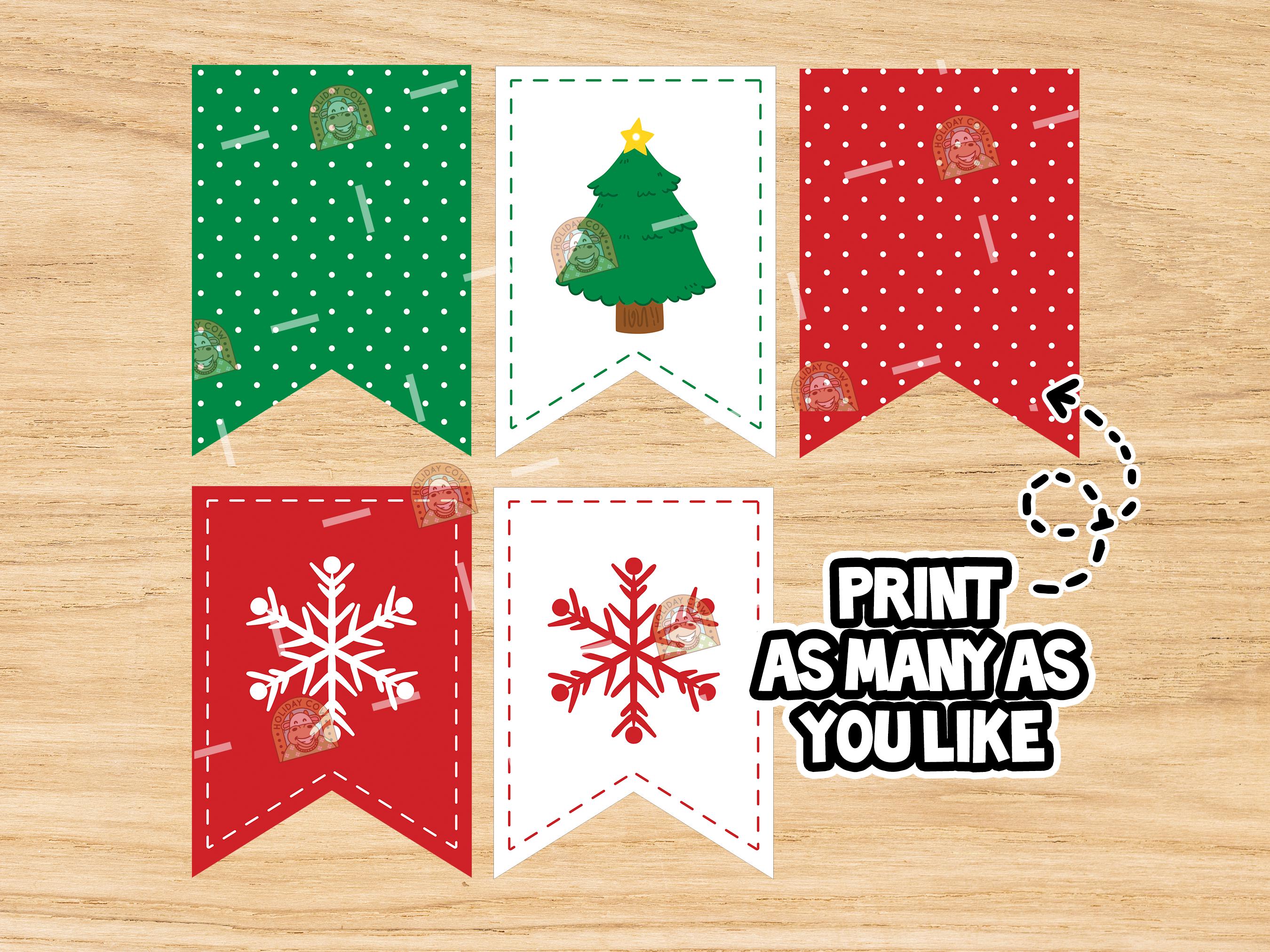 Happy Holidays Banner Printable, Happy Holidays Bunting for Christmas ...