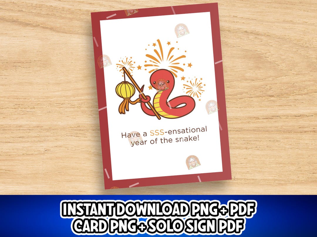 Lunar New Year 2025 Card Printable, Year of the Snake, Punny Chinese ...