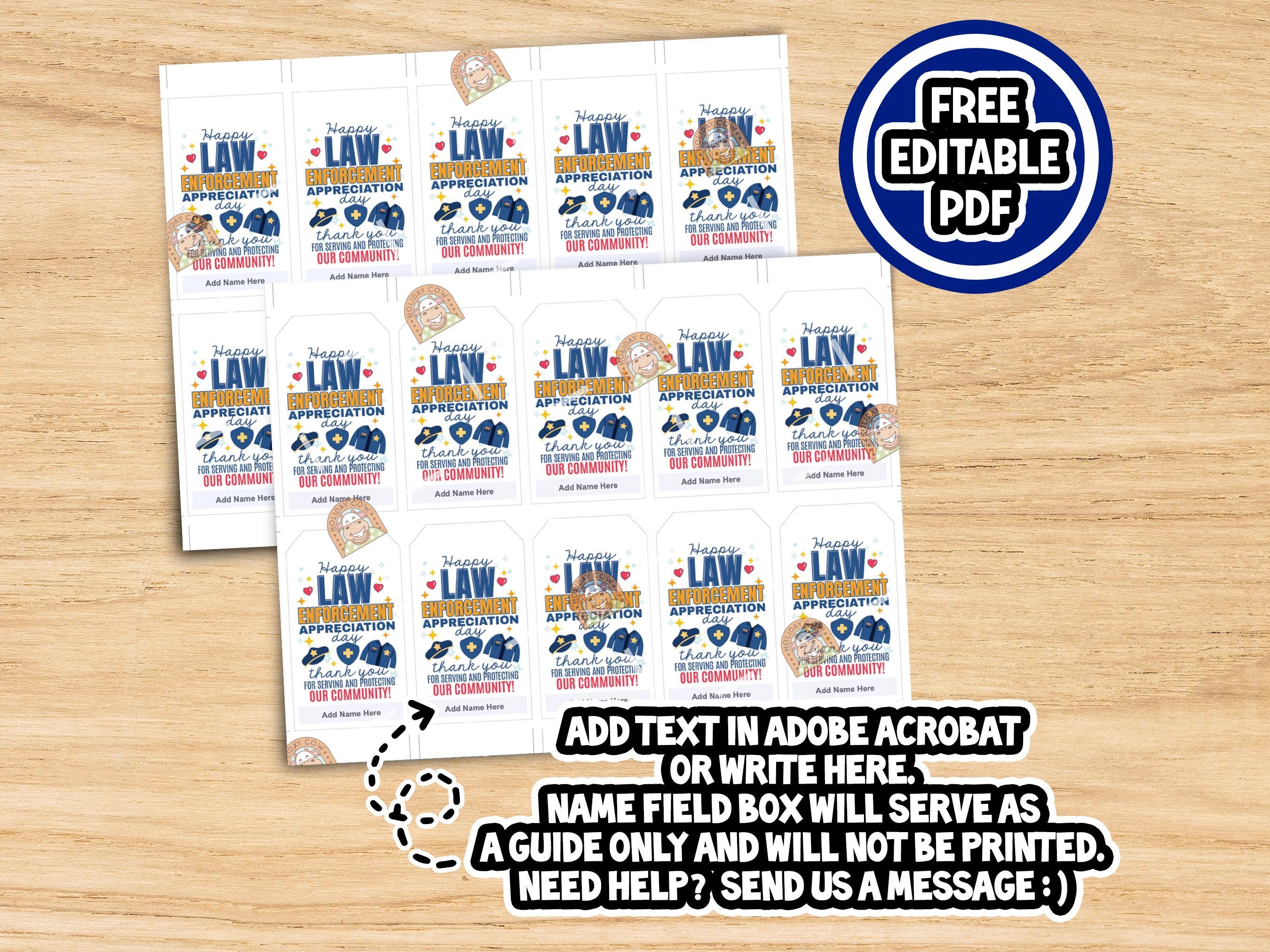 Printable Law Enforcement Appreciation Day Labels, LEAD Tag, Law ...