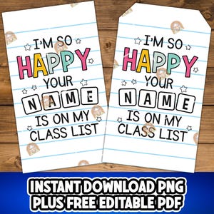 Printable Class Gift Tag, New School Year Student Gift Tag, First Week ...