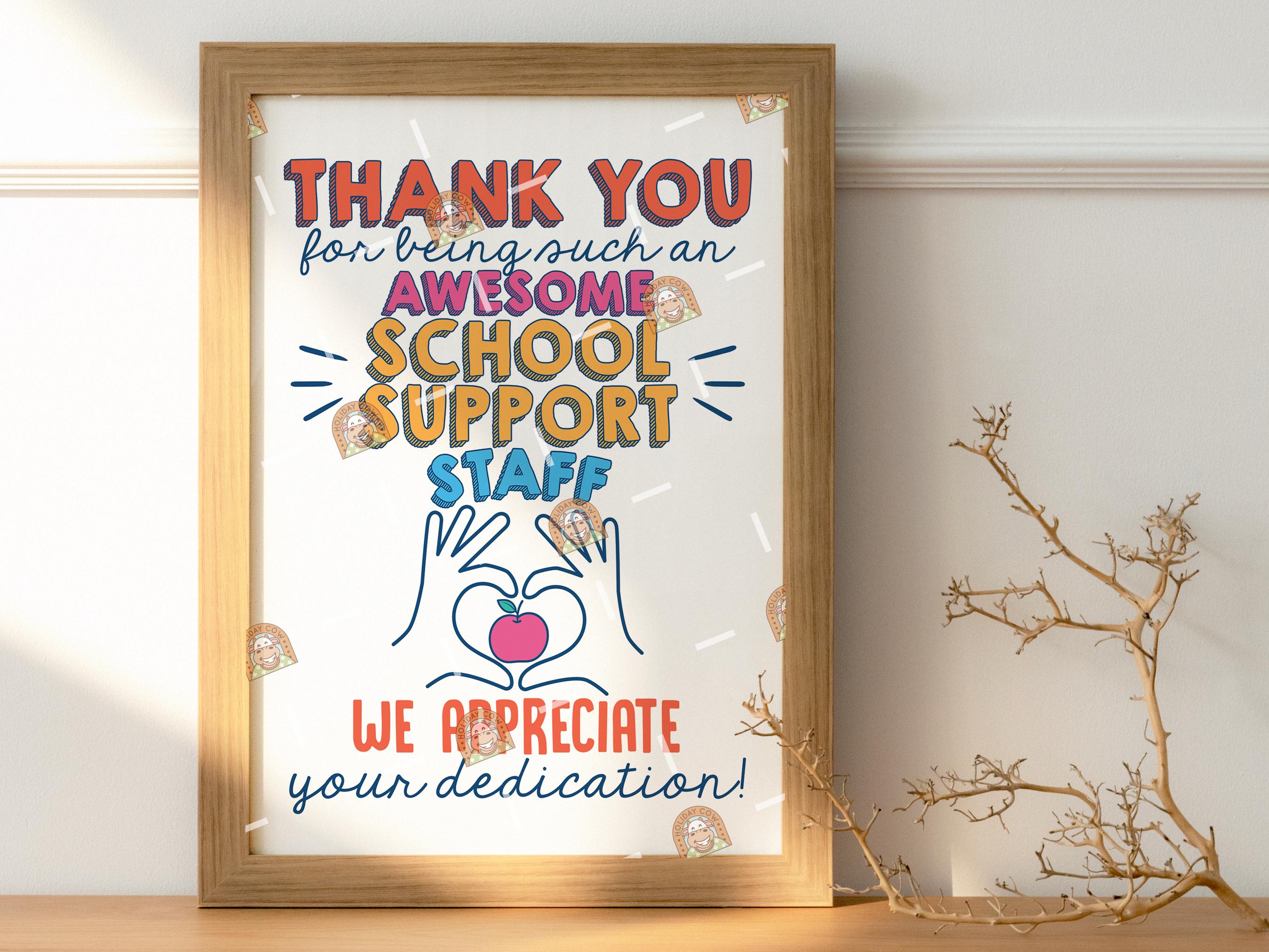 School Support Staff Card Printable, Thank You School Support Staff ...