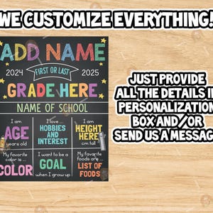 Chalkboard Back to School Sign Printable, Personalized First Day of ...