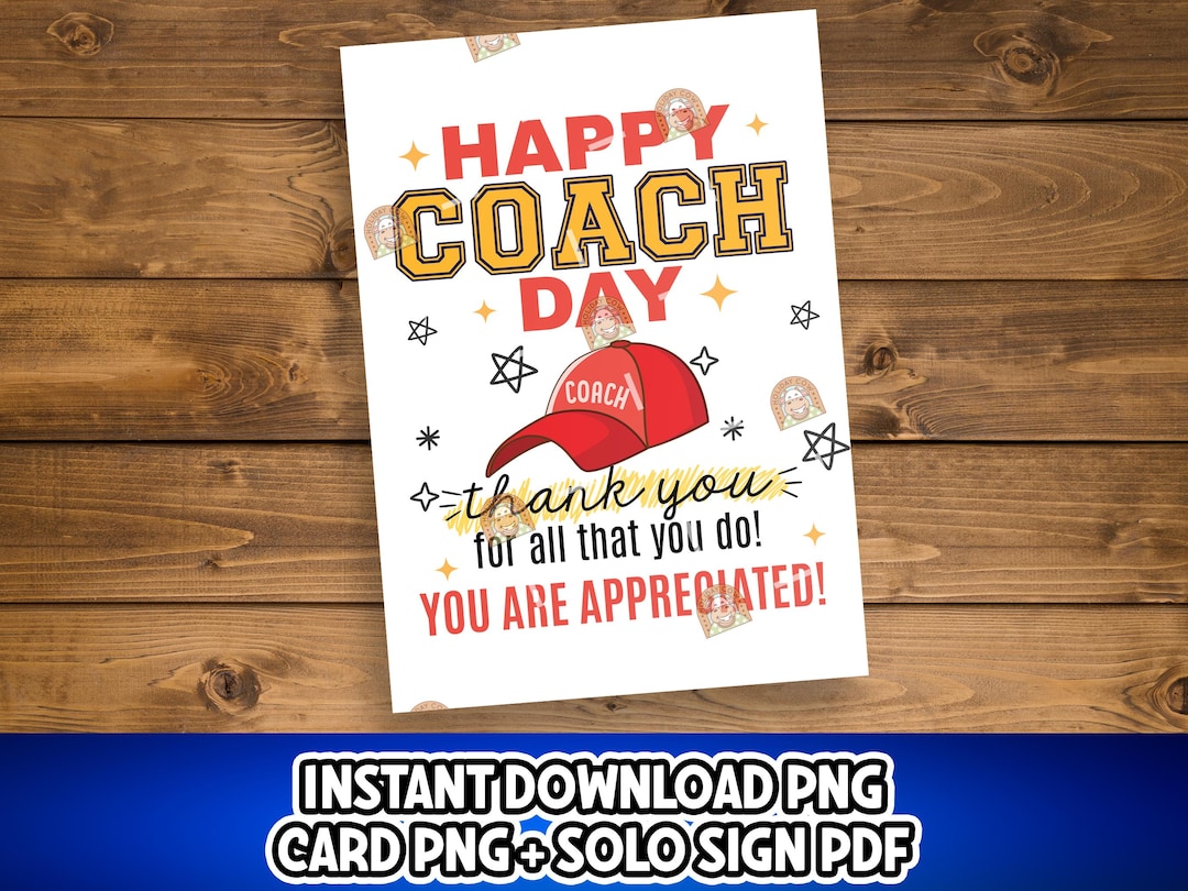National Coach Day Card Printable, Happy Coach Day Sign, Coach ...