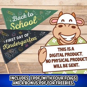 First Day of Kindergarten Flag, Printable First Day of School Pennant ...