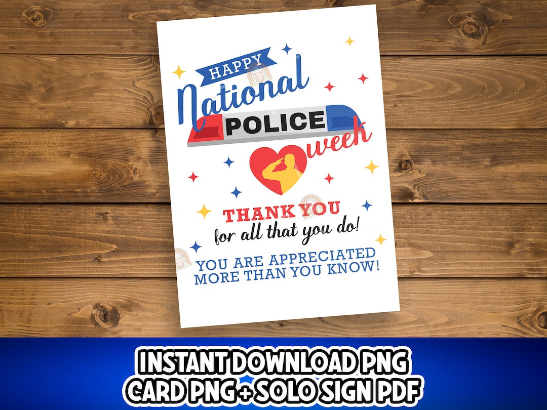 Police Week Card Printable, National Police Officers Week Card, Police ...