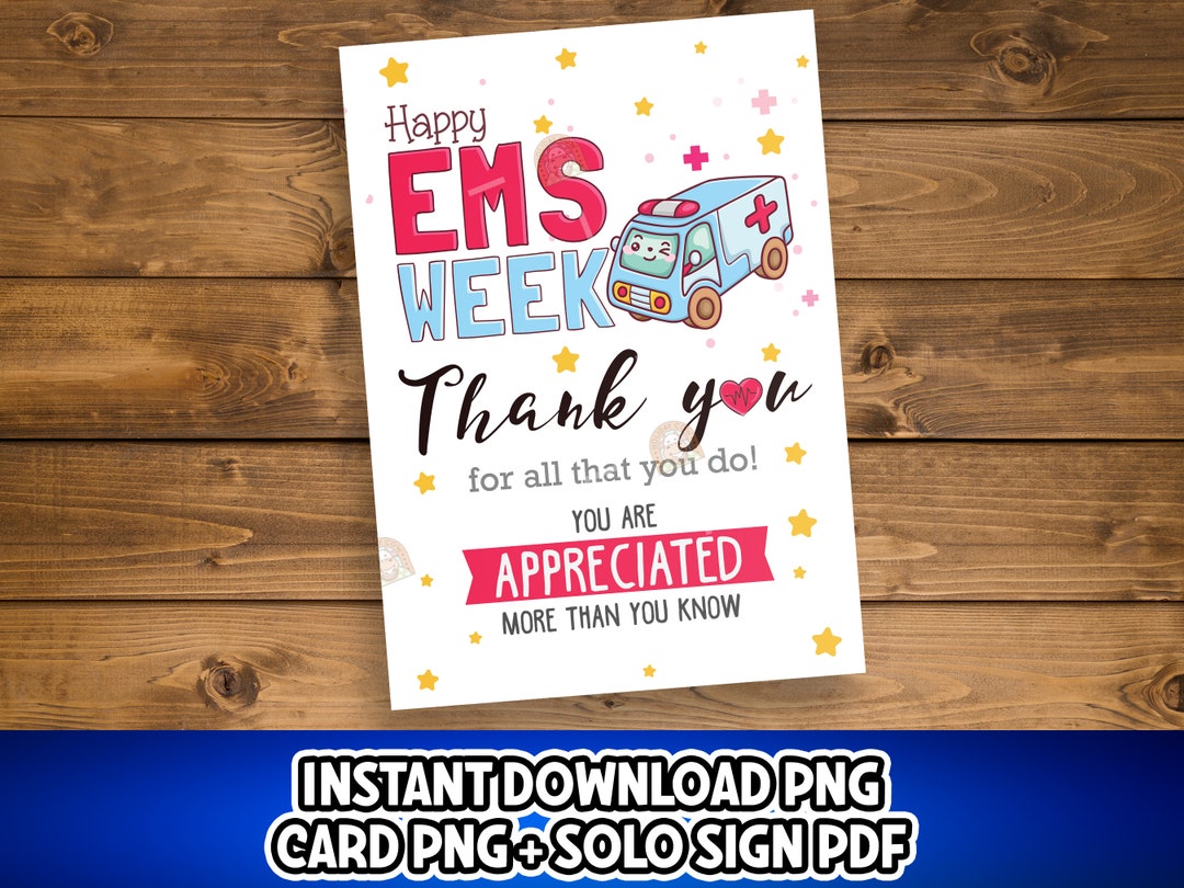 EMS Week Card Printable, Ems Week Gifts, Ems Week Sign, Ems Appreciation Poster, Emergency ...