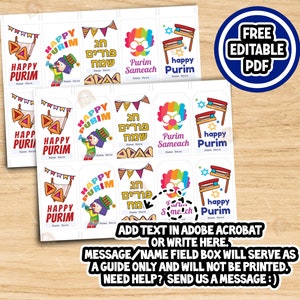 Printable Purim Tags, Purim Gift Tags, Purim Printable, Purim Cookie ...