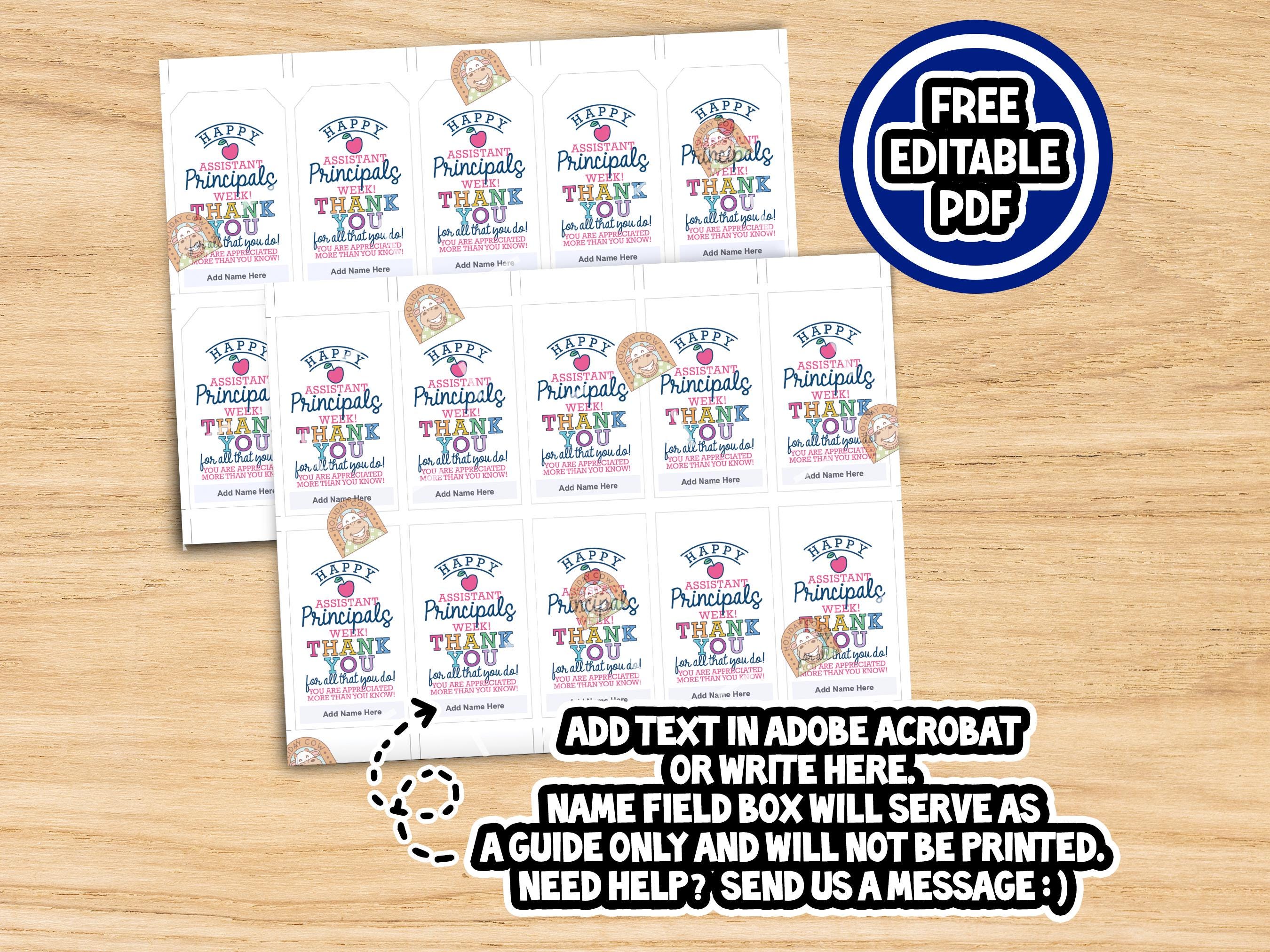 Printable Assistant Principals Week Gift Tag, Assistant Principal Week ...