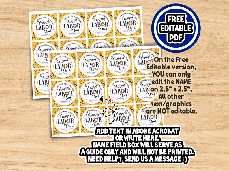 Labor Day Tags, Happy Labor Day Printable Tags, Cute Labor Day Gift ...
