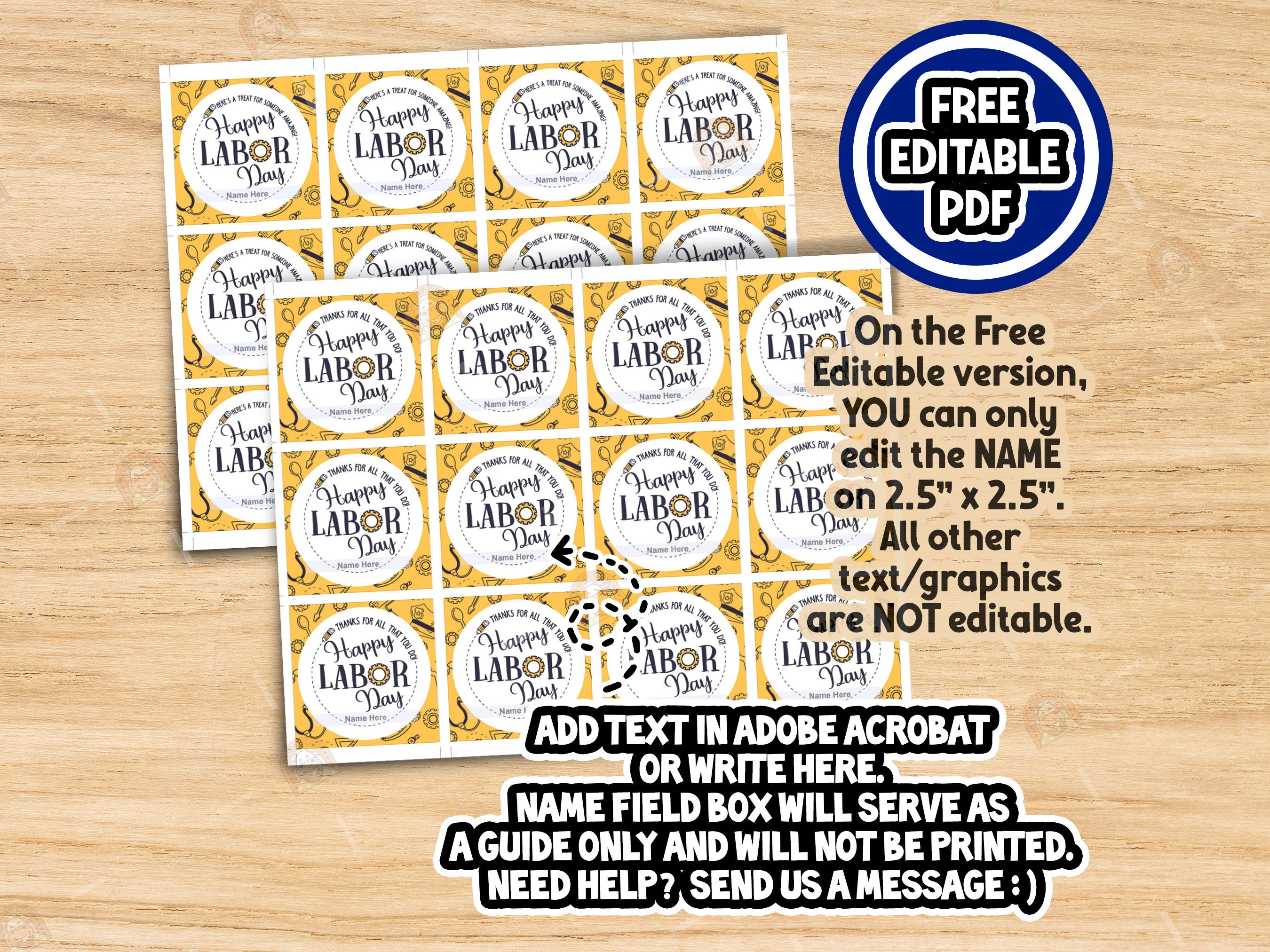 Labor Day Tags, Happy Labor Day Printable Tags, Cute Labor Day Gift ...