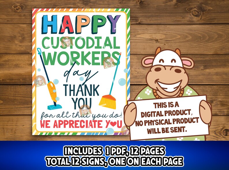Custodial Workers Day Signs Printable, Custodial Worker Appreciation ...