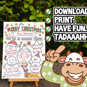 Teacher Christmas Gift Printable, Teacher Holiday Gift Card From Kids ...