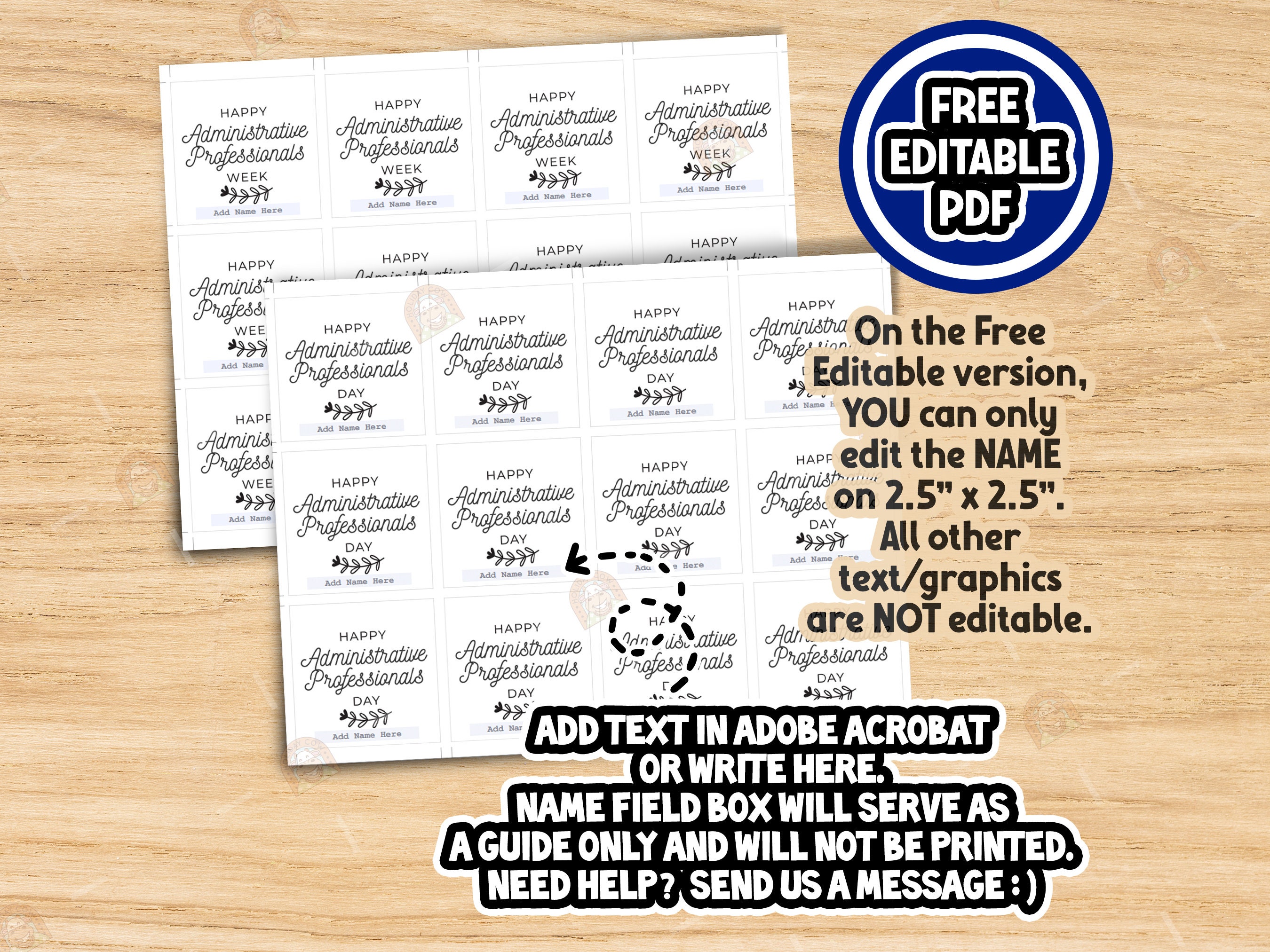 Administrative Professionals Day Tag Printable, Elegant Administrative ...