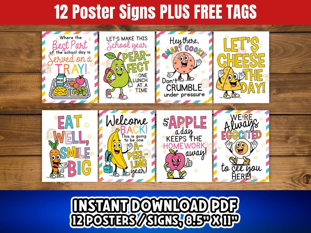 Cafeteria Signs Printable, Back to School Lunch Room Posters, Snack ...