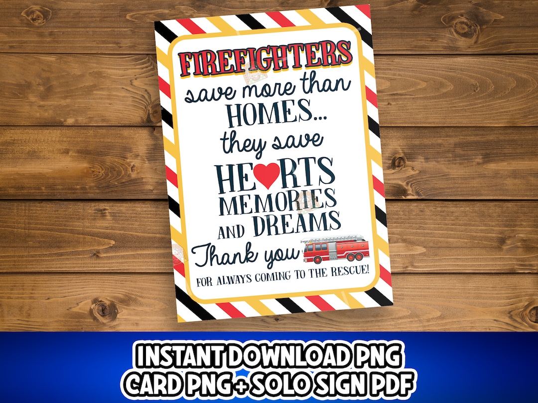 Firefighters Card, Firefighter Gift Printable, International ...
