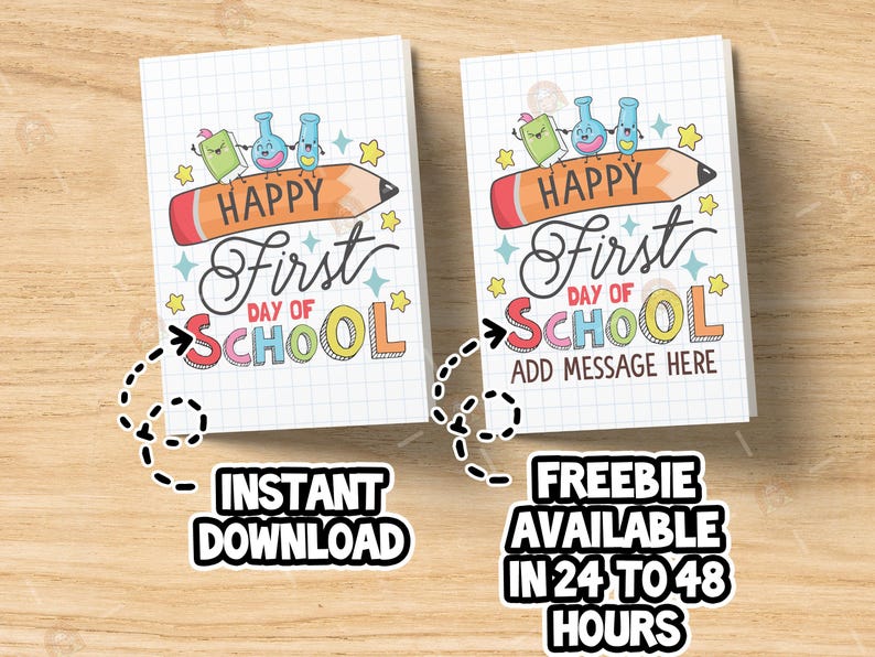 Personalized First Day of School Card Printable, Welcome Back to School ...