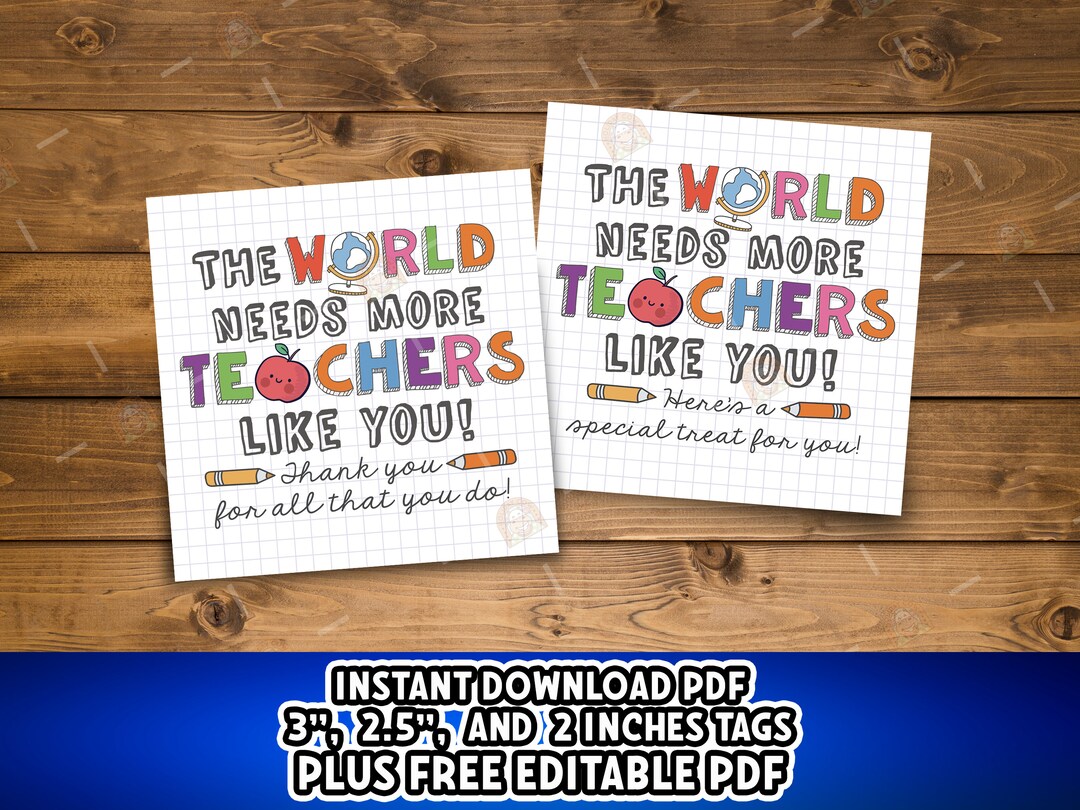 World Teachers Day Tag Printable, Teacher Appreciation Tag, Teacher ...