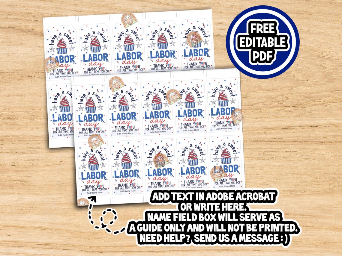 Labor Day Tag, Happy Labor Day Printable Tags, Labor Day Gift Tags ...