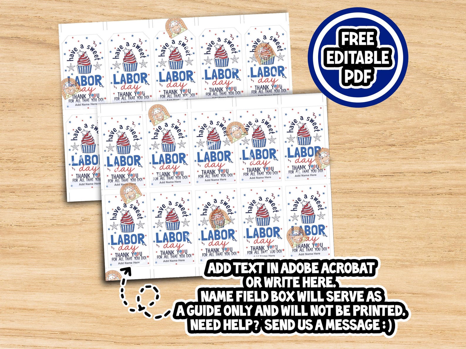 Labor Day Tag, Happy Labor Day Printable Tags, Labor Day Gift Tags ...