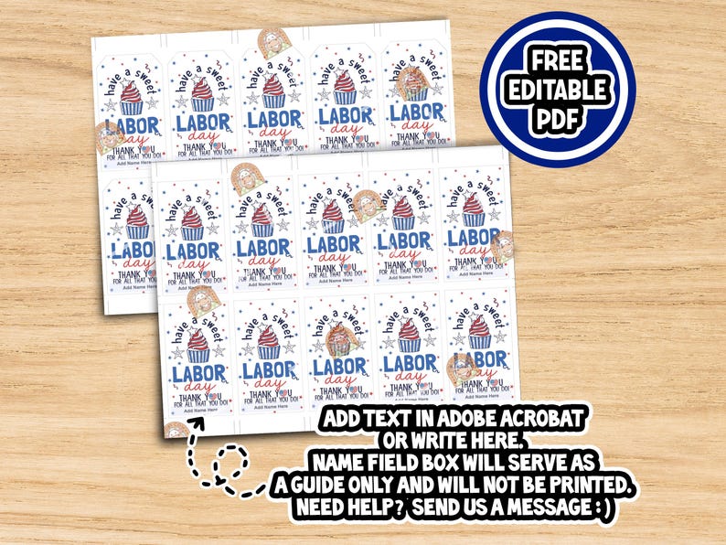 Labor Day Tag, Happy Labor Day Printable Tags, Labor Day Gift Tags ...