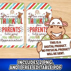Parents Christmas Favor Tags, Printable Holiday Thank You PTO PTA Gift ...
