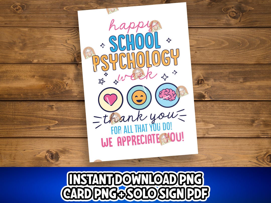 School Psychology Week Card Printable, School Psych Gift, School ...