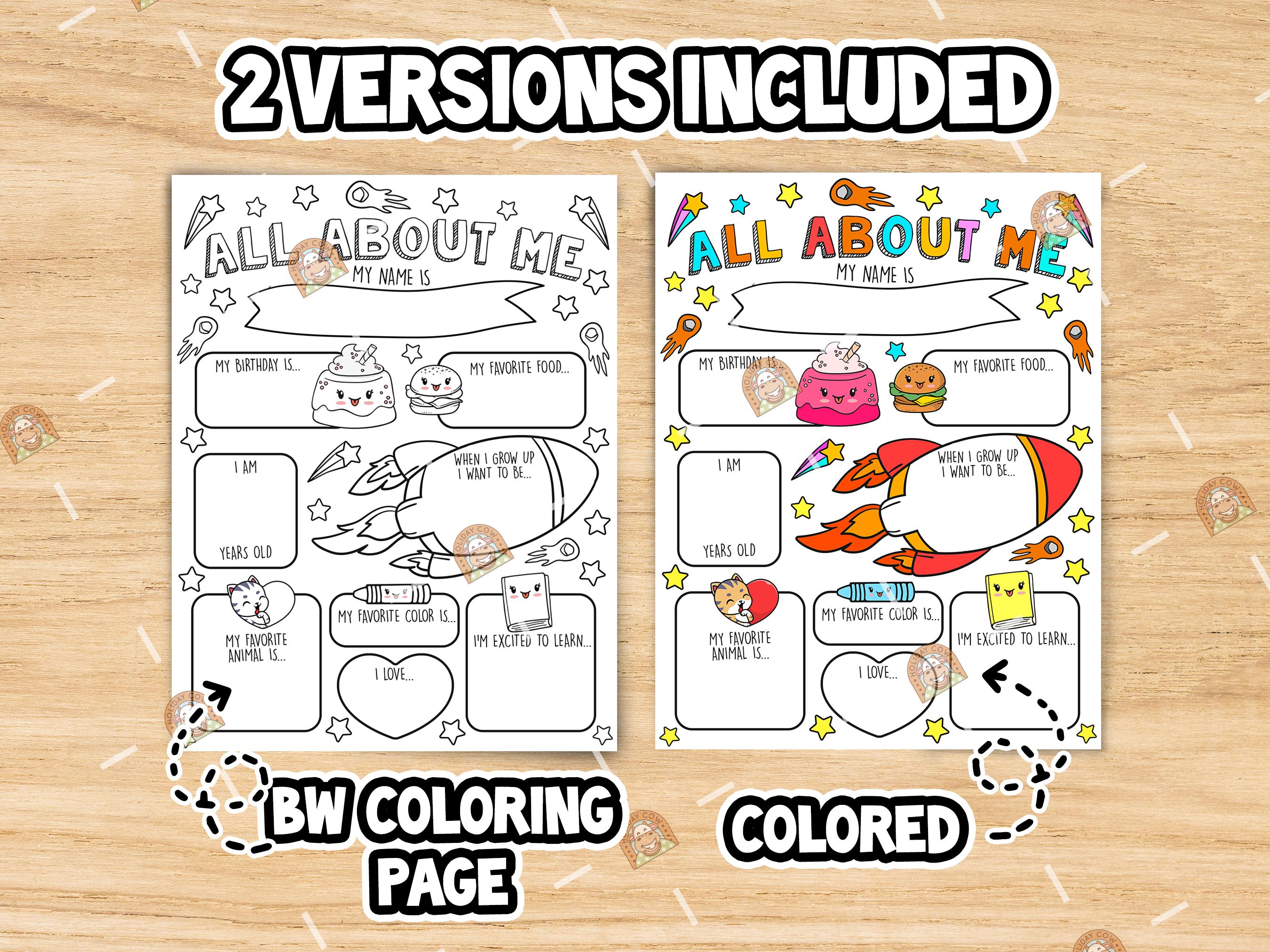 Tout Sur Moi Pages à Colorier Feuilles De Travail Présentation