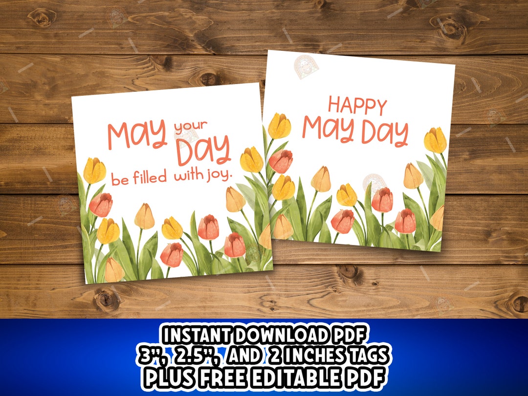 May Day Tags, Happy May Day Printable Cookie Tag, Spring Gift Tag, May ...