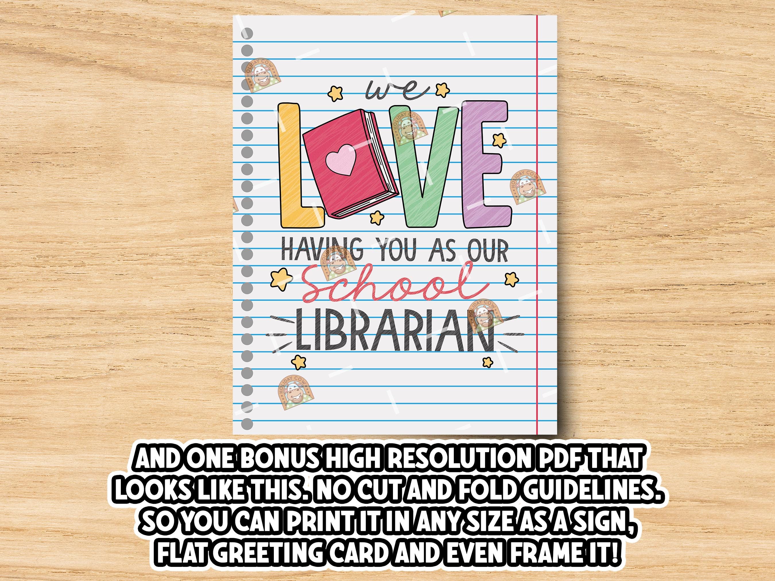 School Librarian Gift, Printable Librarian Card, Librarian Thank You ...