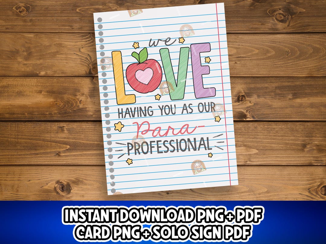 Paraprofessional Gift, School Paraprofessional Card Printable, Para ...