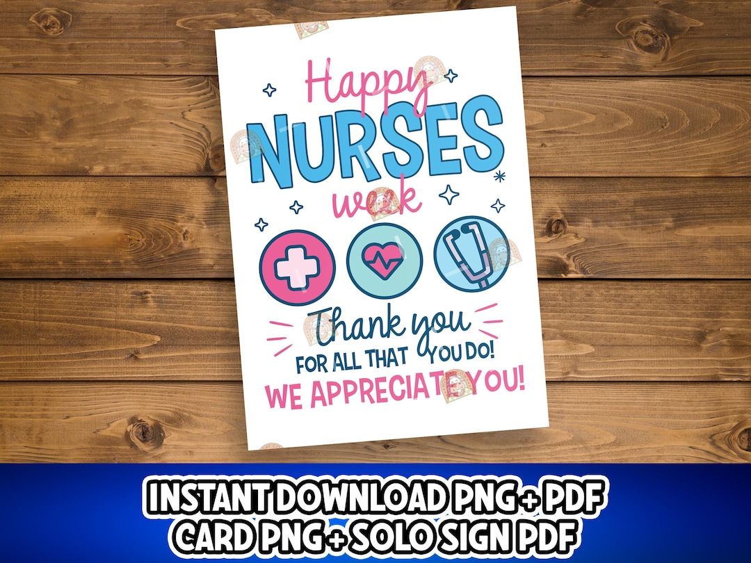 Nurses Week Gift, Printable Nurse Card for Nurse Appreciation Gift ...