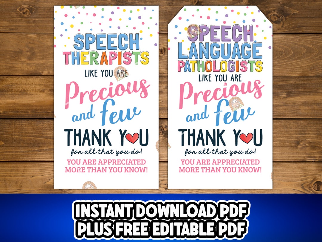Speech Therapist Gift Tag Printable, Speech Language Pathologist Gift ...