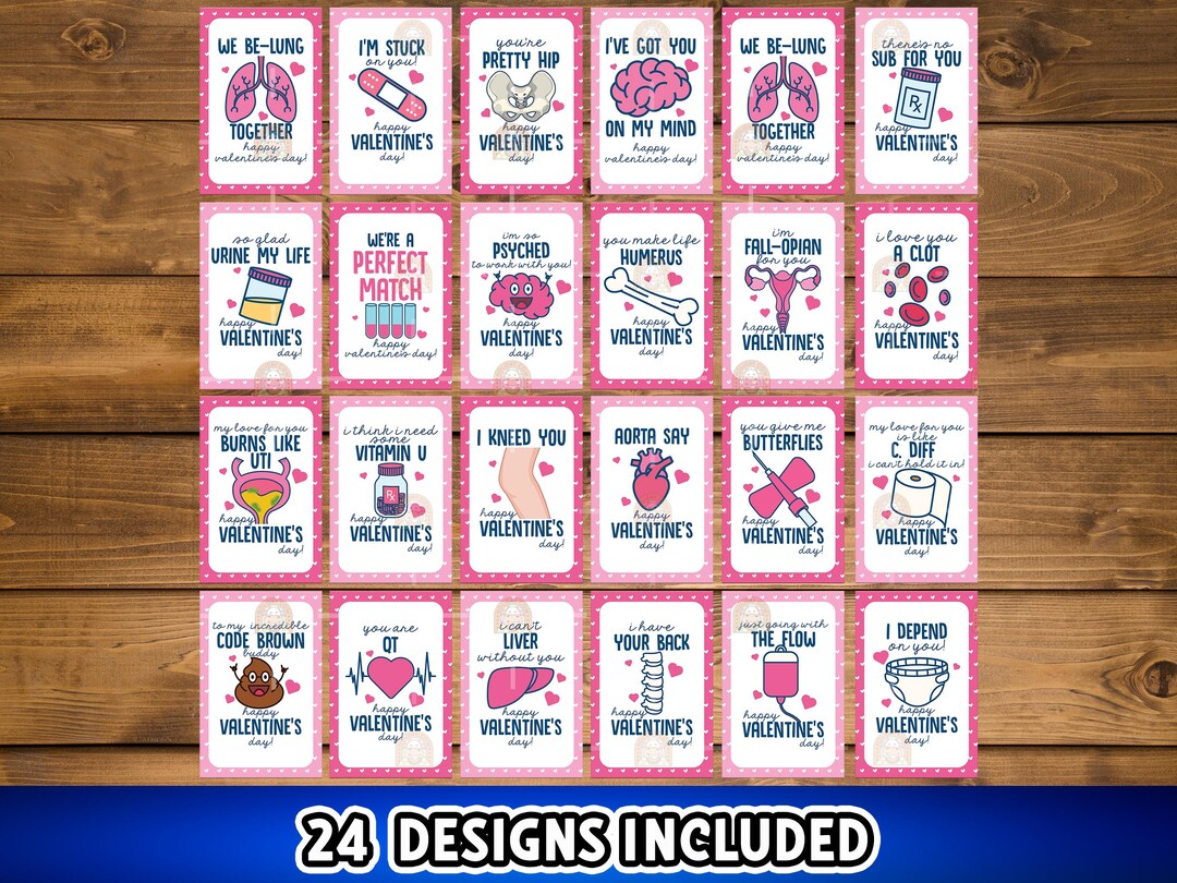 Healthcare Nurse Valentine Gift Tags Printable, Funny Medical ...