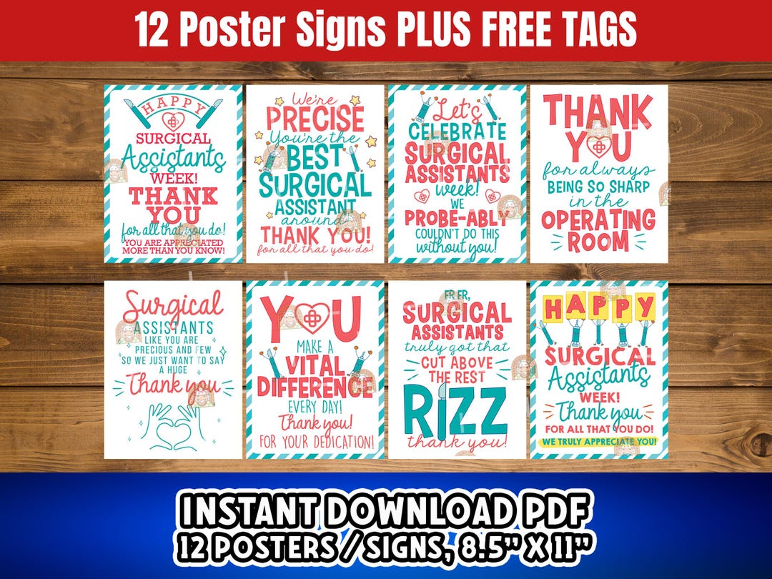 Surgical Assistants Week Signs, NSAW Printable Posters, Thank You ...
