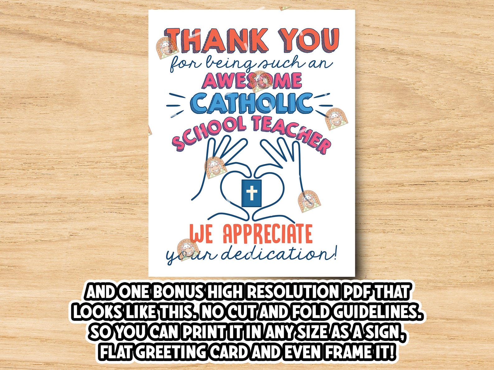 Catholic School Teacher Gift, Thank You Catholic School Teacher Card ...