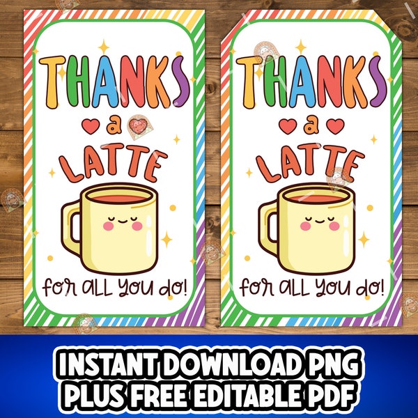 Thanks a Latte Tags - Etsy