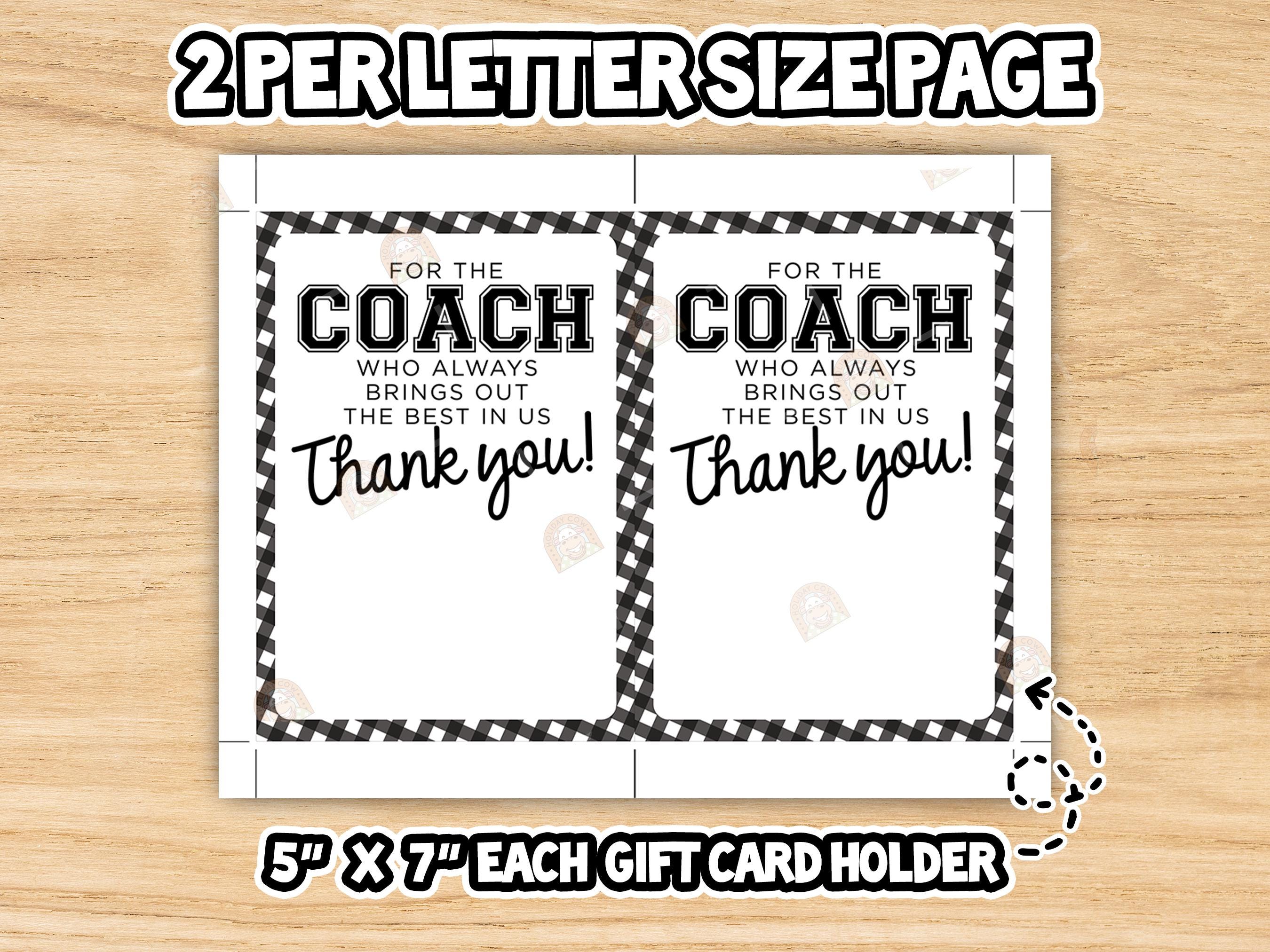 Coach Gift Card Holder Printable, National Coach Day Gift Card Holder ...