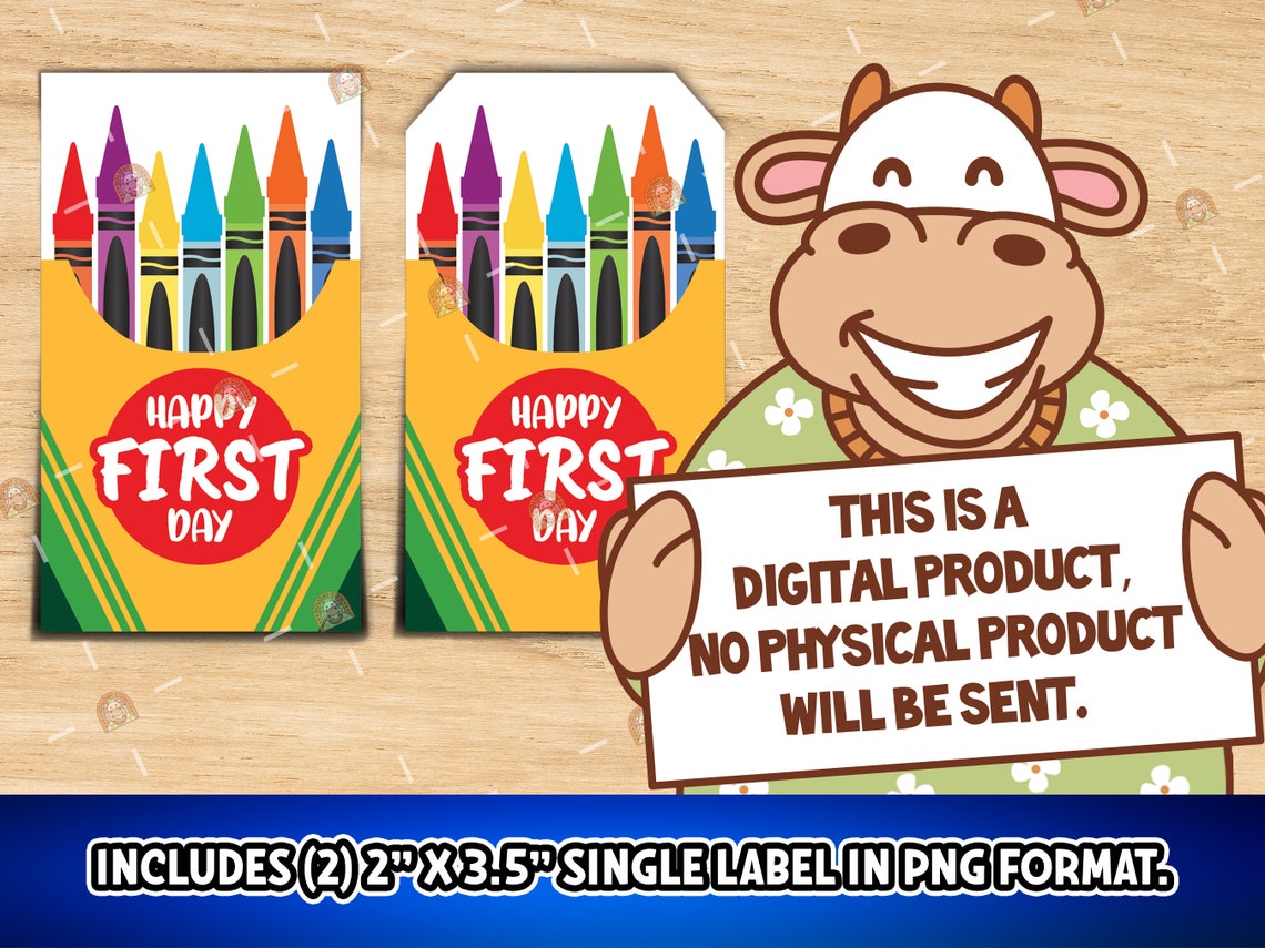 Happy First Day of School Crayon Gift Tags, Back to School Student Gift ...