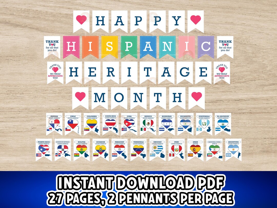 Hispanic Heritage Month Banner, Printable Hispanic Heritage Month Decor ...