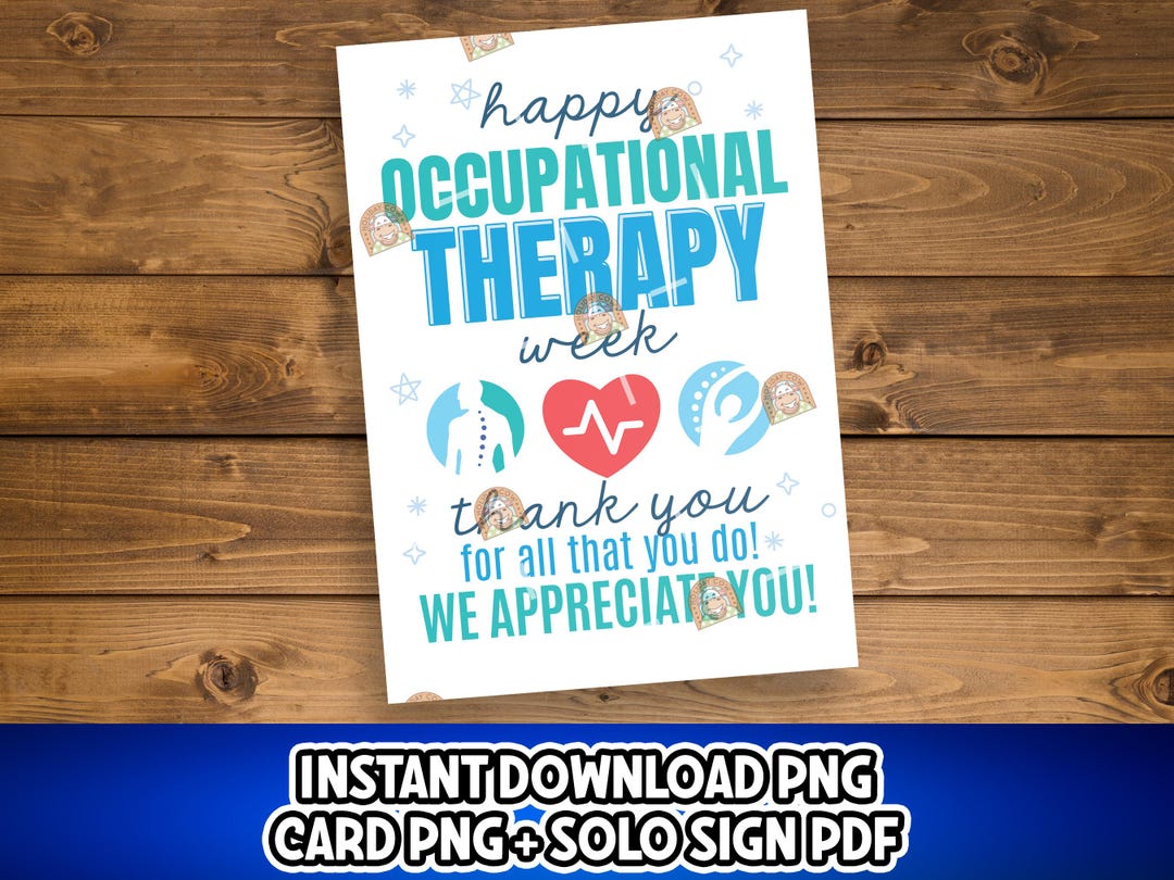Occupational Therapy Week Card Printable, Occupational Therapists Gift ...