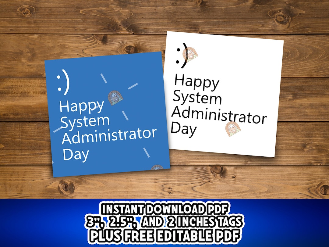 Sysadmin Gift Tags, System Administrator Day Tag Printable, System ...