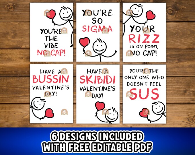 Boy's Valentine Cards - Printable - Slang - Funny Valentine Card ...