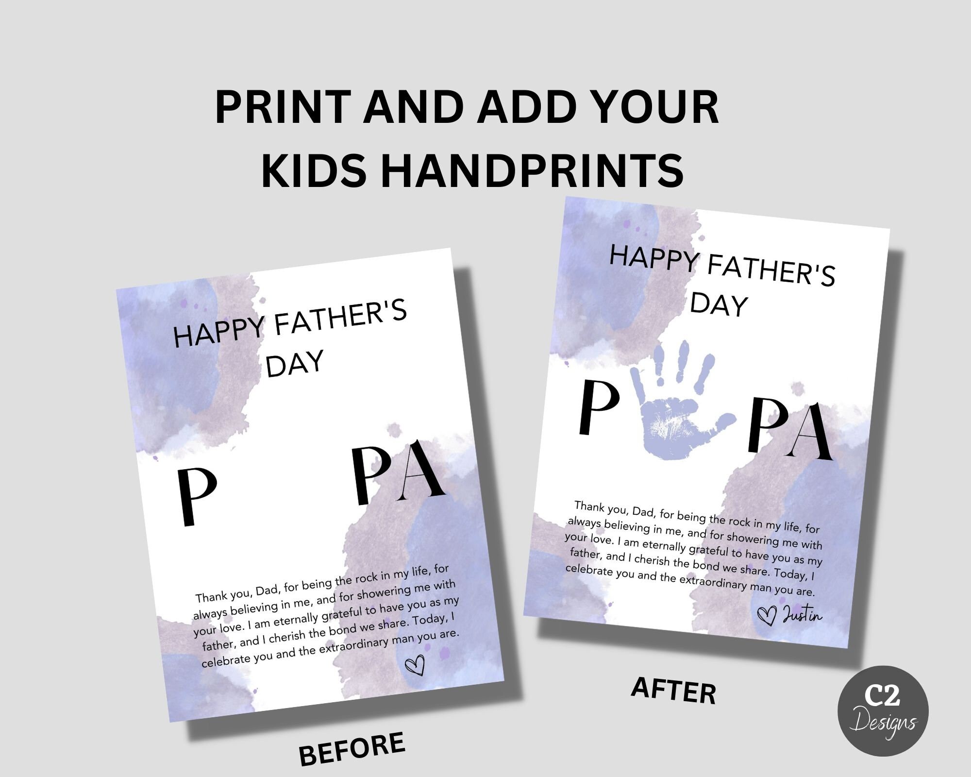 Handprint Art para papá / Día del padre Handprint Footprint - Etsy México