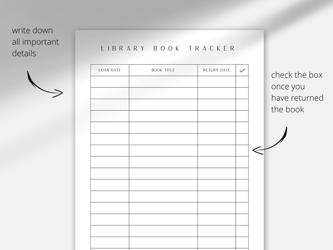 Library Book Tracker Template I A4, A5, US Letter and Half Letter I PDF ...