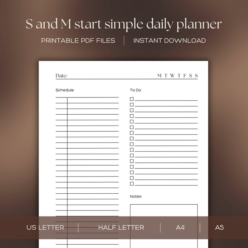 Simple and Minimal Daily Planner I Basic Daily Planner I PDF Printable ...
