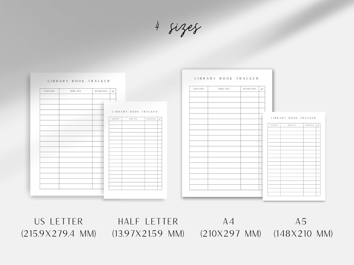 Library Book Tracker Template I A4, A5, US Letter and Half Letter I PDF ...