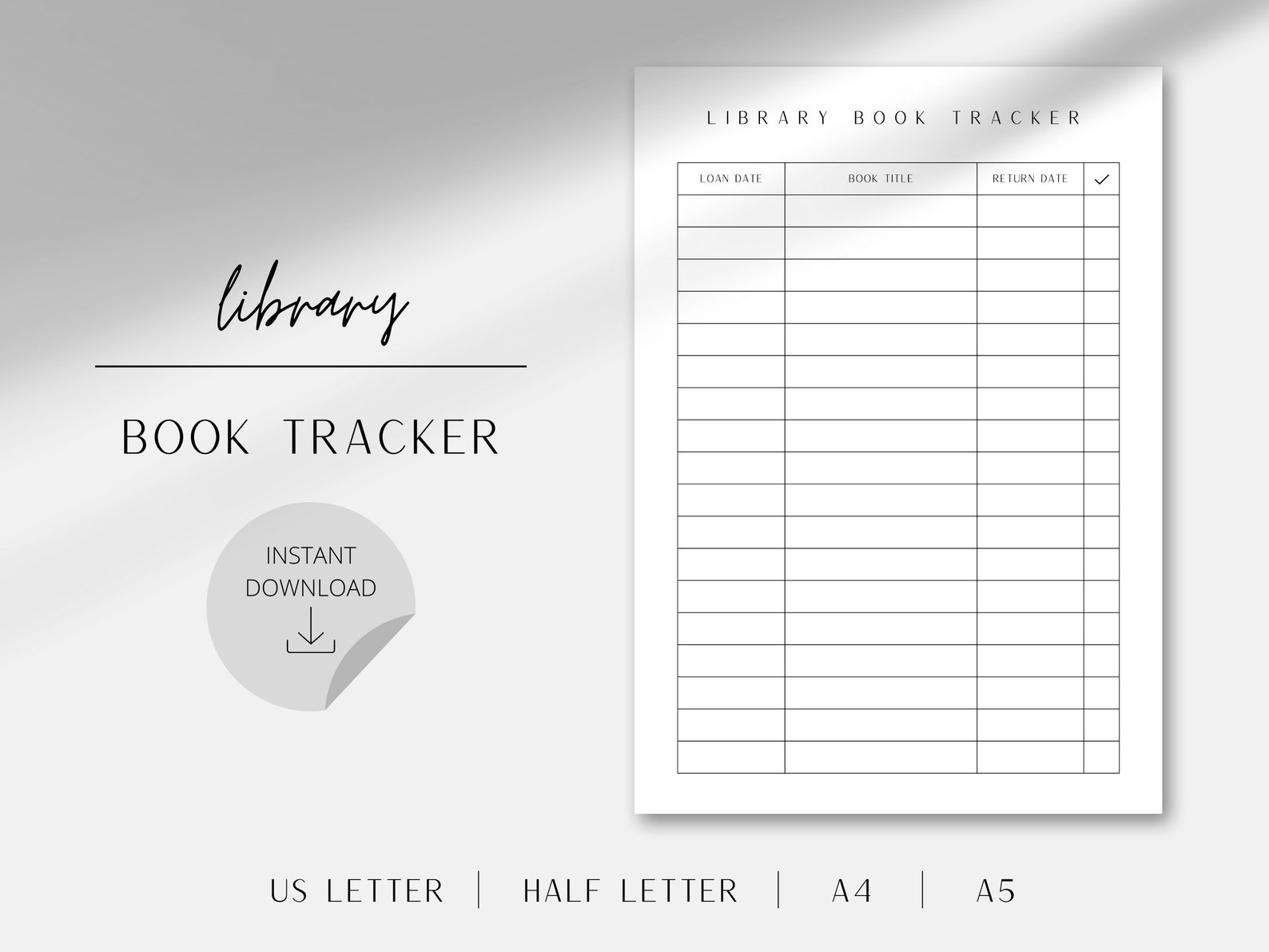Library Book Tracker Template I A4, A5, US Letter and Half Letter I PDF ...