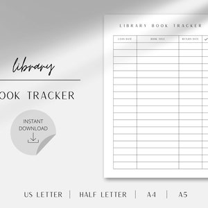 Library Book Tracker Template I A4, A5, US Letter and Half Letter I PDF ...